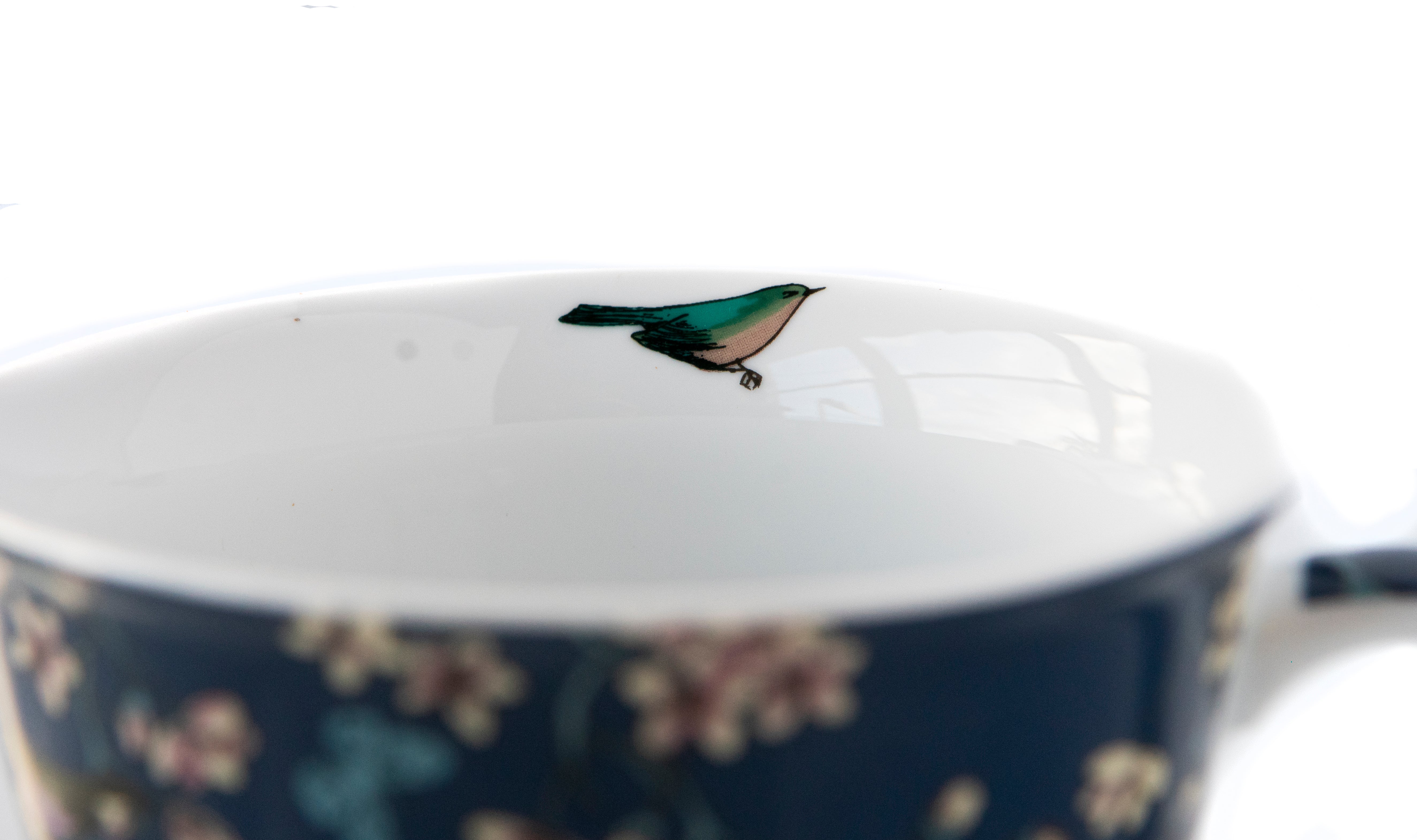 Large Blue Floral Mug with cute birds and Butterflies – The Spice Hut